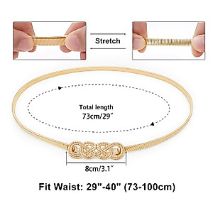 Suyi Skinny Stretch Belt for Women Elastic 2 Pieces Waist Belt Thin Cinch Belts for Dress Gold Silver Set7