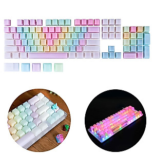 HMANE 109 Keys POM Jelly Keycaps Set, Rainbow Blank Doubleshot Translucent OEM Profile Mechanical Gaming Keyboard Keycaps for 60ï¼…/87 TKL/104/108 Cherry MX Switches