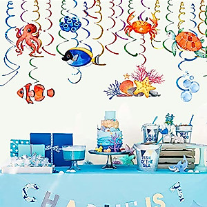 54Pcs Tropical Fish Hanging Swirls Party Decorations Under The Sea Party Decorations Ceiling Swirls Ocean Animals Themed Party Supplies Baby Shower Birthday Beach Party Favor for Kids Boys Girls