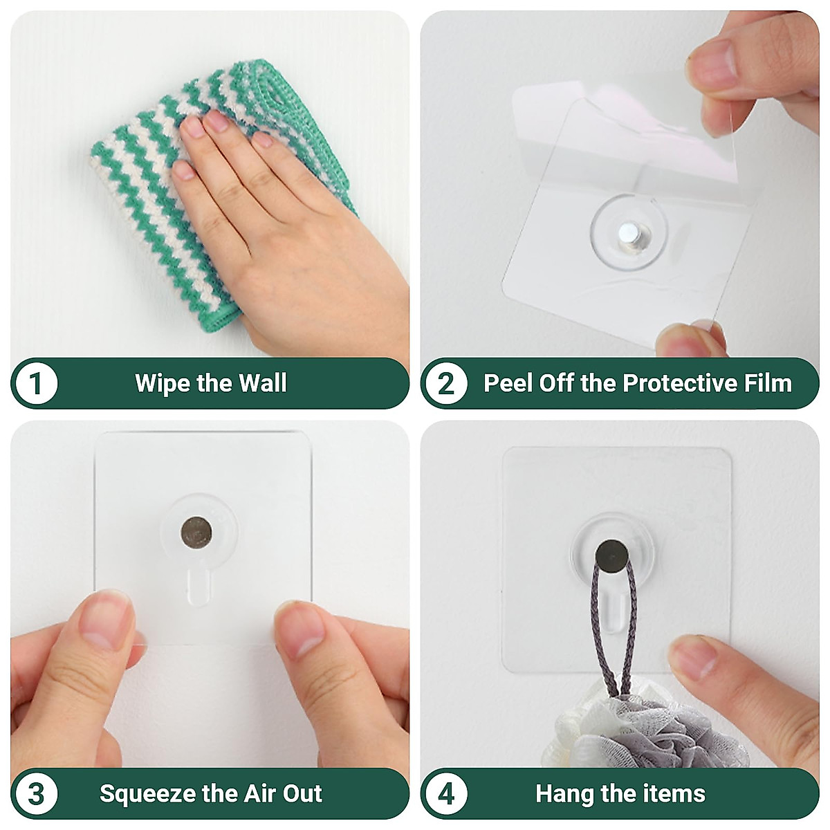 Picture Hangers Without Nails, A Set of 20 Adhesive Wall Hooks,No Damage Wall Hooks for Hanging on Kitchen,Bathroom,Bedroom and Office, Single Wall Hangers Holding up to 13 lbs