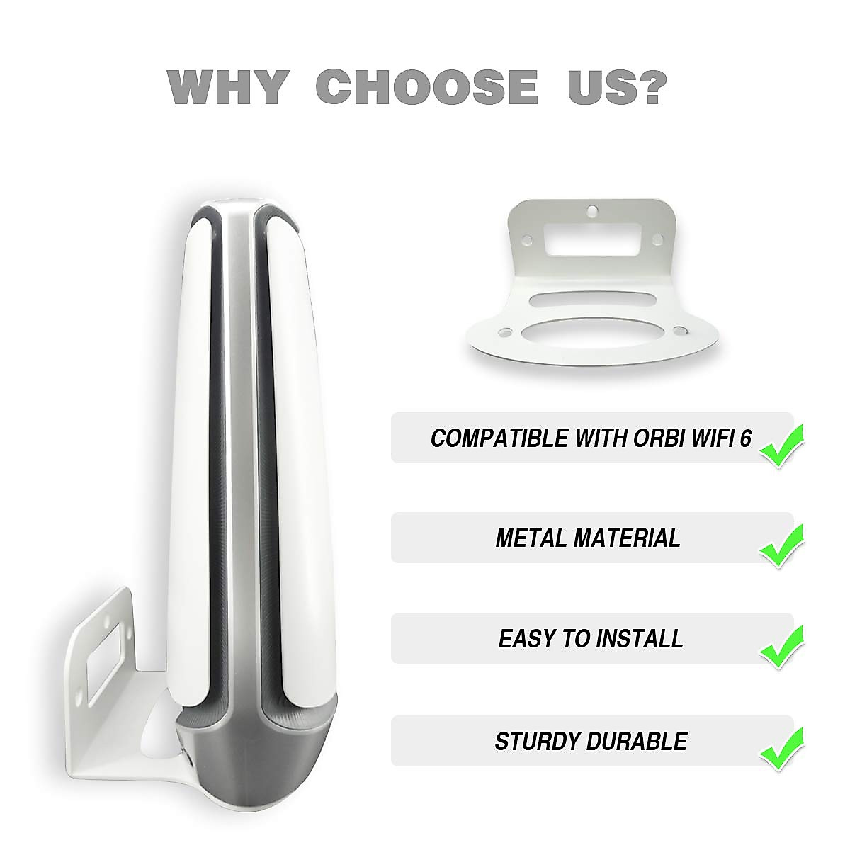 Orbi WiFi 6 Wall Mount, Sturdy Metal Made Stand Holder Bracket Compatible with Orbi Mesh WiFi 6 System RBK852 RBK853 RBS750 RBK752 RBK753 (3pcs)