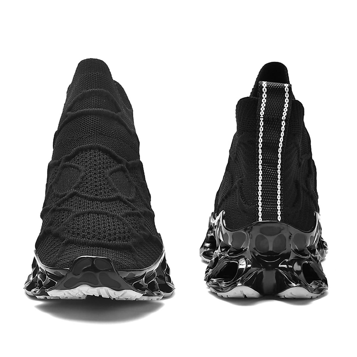 Takidtoo Men Women Sneakers Mesh Breathable Comfort Slip on Athletic Sport Trail Running Blade Walking Tennis Shoes Black Size 9 Women/8.5 Men