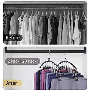 Upgrade Legging Organizer for Closet, 2 Pack Swivelable Metal Pants Hangers with 20 Pcs Rubber Coated, Yoga Pants Hangers Space Saving Closet Organizer for Closet Organizers and Storage