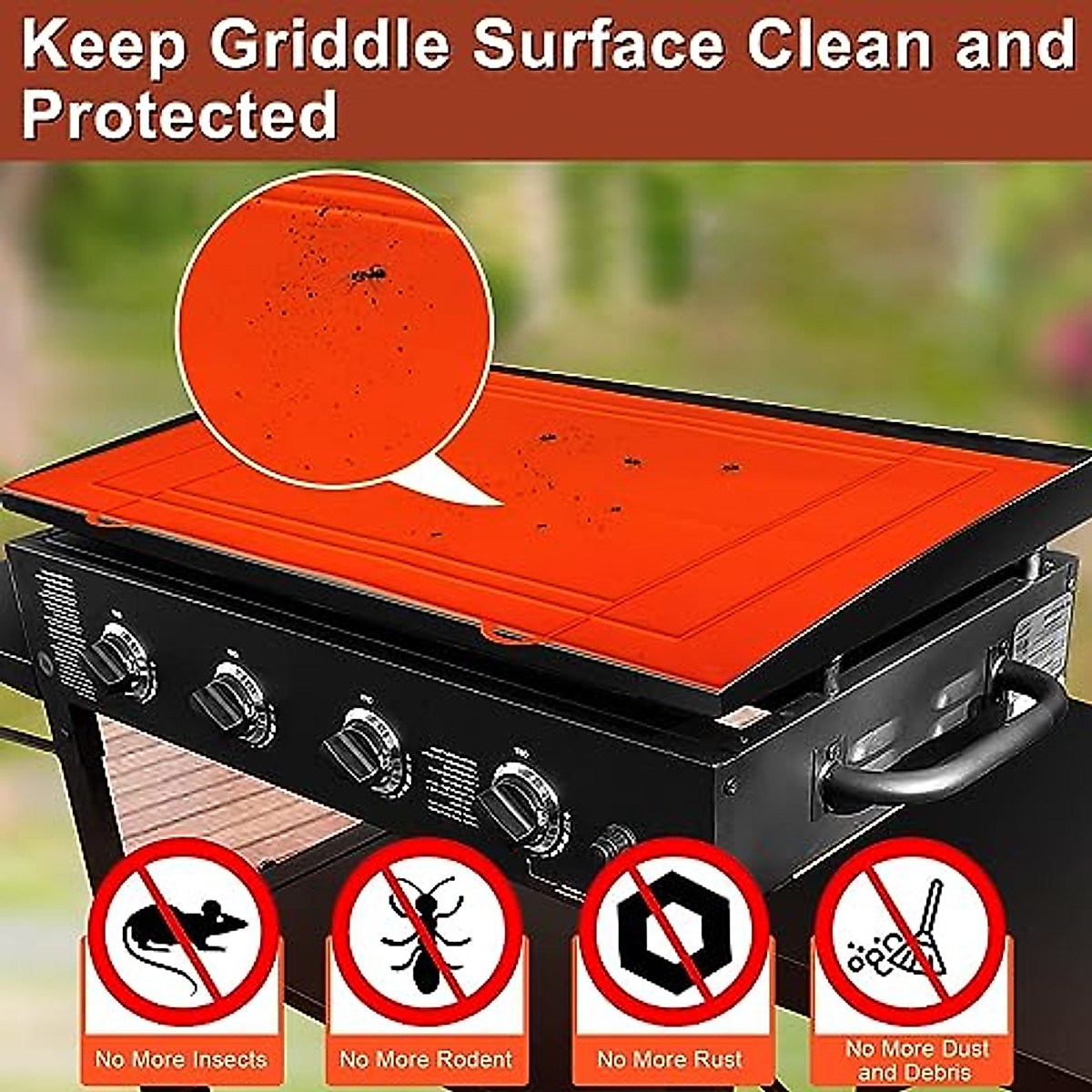 MDSTREE 36" Griddle Mat Silicone for Blackstone, Food Grade Silicone Mat, Customizable Size 36", 28",22", Protect Griddle from Rodents, Insects, Debris, and Rust, All Season Protective Cover