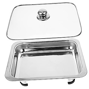 Cabilock 2pcs Steel Buffet Square Tray Salad Servers Square Dinner Plates Grill Serving Platters Chafing Buffet Set Chafing Pans Rectangular Buffet Serving Plate Serving Dish Buffet Pans