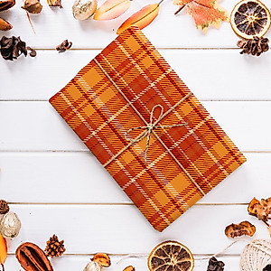 JarThenaAMCS 40Pcs Fall Cotton Fabric Bundles Orange Yellow Buffalo Plaid Fat Quarters Autumn Thanksgiving Quilting Patchwork for DIY Craft Home Party Decor, 10 x 10 Inch