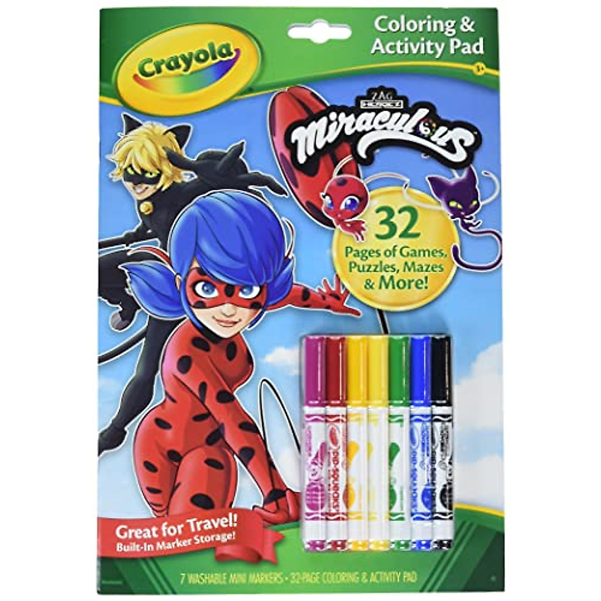 Crayola Coloring & Activity Pad, Disney Miraculous, 32 Coloring Pages & 7 Markers, Gift