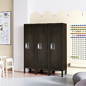 Anxxsu Metal Storage Locker, Lockable Employees Metal Locker with Door, 55" Height Steel Locker for Home, School, Office, Gym (Retro Black)