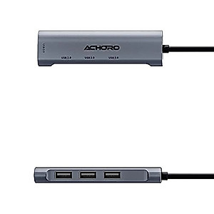 ACHORO 4 Ports Mini USB Hub – High Speed USB 3.0 Multiple USB Port Expender - Aluminium Alloy External USB Port for Laptop, Mac, PCs, – Portable Multi USB Port & Computer USB Hub (USB A 3.0 & 2.0)