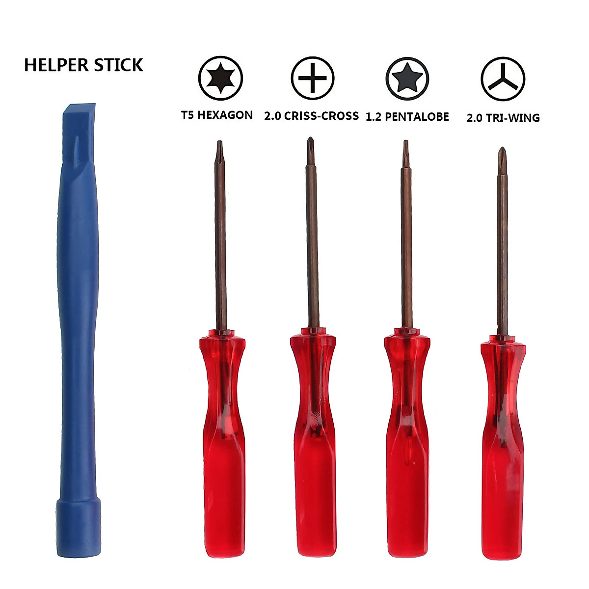 SWEALEER Laptop Repair Tool 4 PCS Screwdrivers Set Includes 1.2 P5 Pentalobe T5 Torx Hexagon 2.0 Tri-Wing Triangle for Laptop Battery Removal