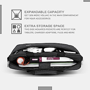 Voova Laptop Bag 15.6 15 14 Inch Briefcase, Expandable Computer Shoulder Messenger Bag Waterproof Carrying Case with Tablet Sleeve, Organizer for Men Women,Business Travel College School-Black