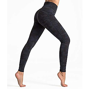 Dragon Fit Compression Yoga Pants Power Stretch Workout Leggings with High Waist Tummy Control (Small, Ankle-Camo)