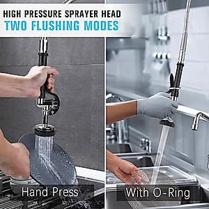 Spray Valve with 45" Flexible Stainless Steel Hose & Pre-Rinse Overhead Spring, Commercial Faucet Flexible Hose with Spray Head Replacement Kit for Commercial Restaurant Industrial Kitchen Sink Faucet