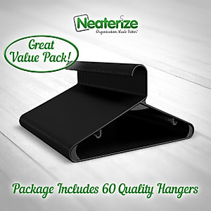 Clothes Hangers Plastic 60 Pack - Black Plastic Hangers - Makes The Perfect Coat Hanger and General Space Saving Clothes Hangers for Closet - Percheros Ganchos Para Colgar Ropa Hangars