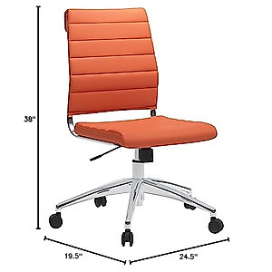 Modway EEI-1525-ORA Jive Ribbed Armless Mid Back Swivel Conference Chair In Orange