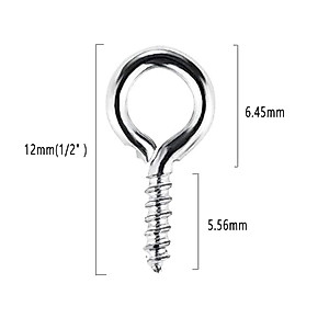 Dsmile 25-Pack 1/2" Stainless Steel Screw Eye Rings