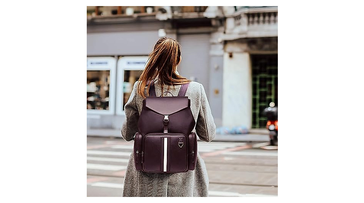 Reign Lore Black 17" Backpack, Premium Saffiano Leather Backpack with ...