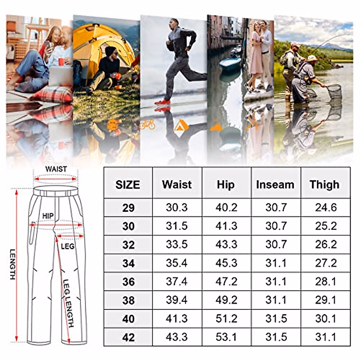 Mens Hiking Pants Convertible boy Scout Zip Off Shorts Lightweight Quick Dry Waterproof Stretch Breathable Fishing Safari Pants,6101,Grey,32