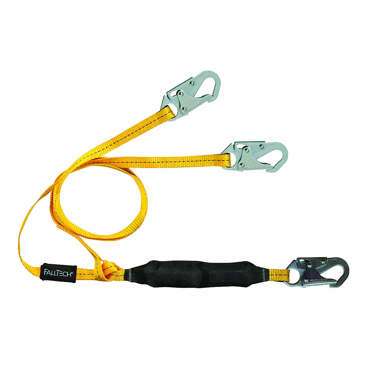 FallTech 8256LTY FTBasic, Soft Pack SAL - Y-Leg for 100% Tie-Off with 3 Snap Hooks, 6', Yellow/Black