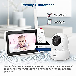 VTech VM924 Remote Pan-Tilt-Zoom Video Baby Monitor, 5" LCD Screen, Up to 17 Hrs Video Streaming, Night Vision, Up to 1000ft Range, Soothing Sounds, 2-Way Talk, Temperature Sensor,Secured Transmission