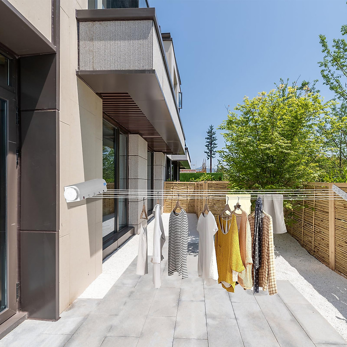 Estink Retractable Clothesline Kit, Plastic Modern Telescopic Retractable Clothesline Clothes Drying Rope Hanger for Indoor Outdoor Home Bathroom Laundry Drying Balcony Supplies (Five