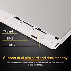 Tablet 8 inch, 4GB 64GB (Up to 128GB) Android 10.0 Tablet, Front 200w Rear 800w 1920x1200 IPS HD Display Dual Camera Tablet, Support Calls, WiFi, Octa Core Processor, Silver(US)