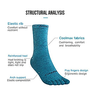 OrrinSports Toe Socks for Men Women Coolmax Liner Running Socks 3 Pairs Breathable Athletic Five Finger Socks (Size Medium)