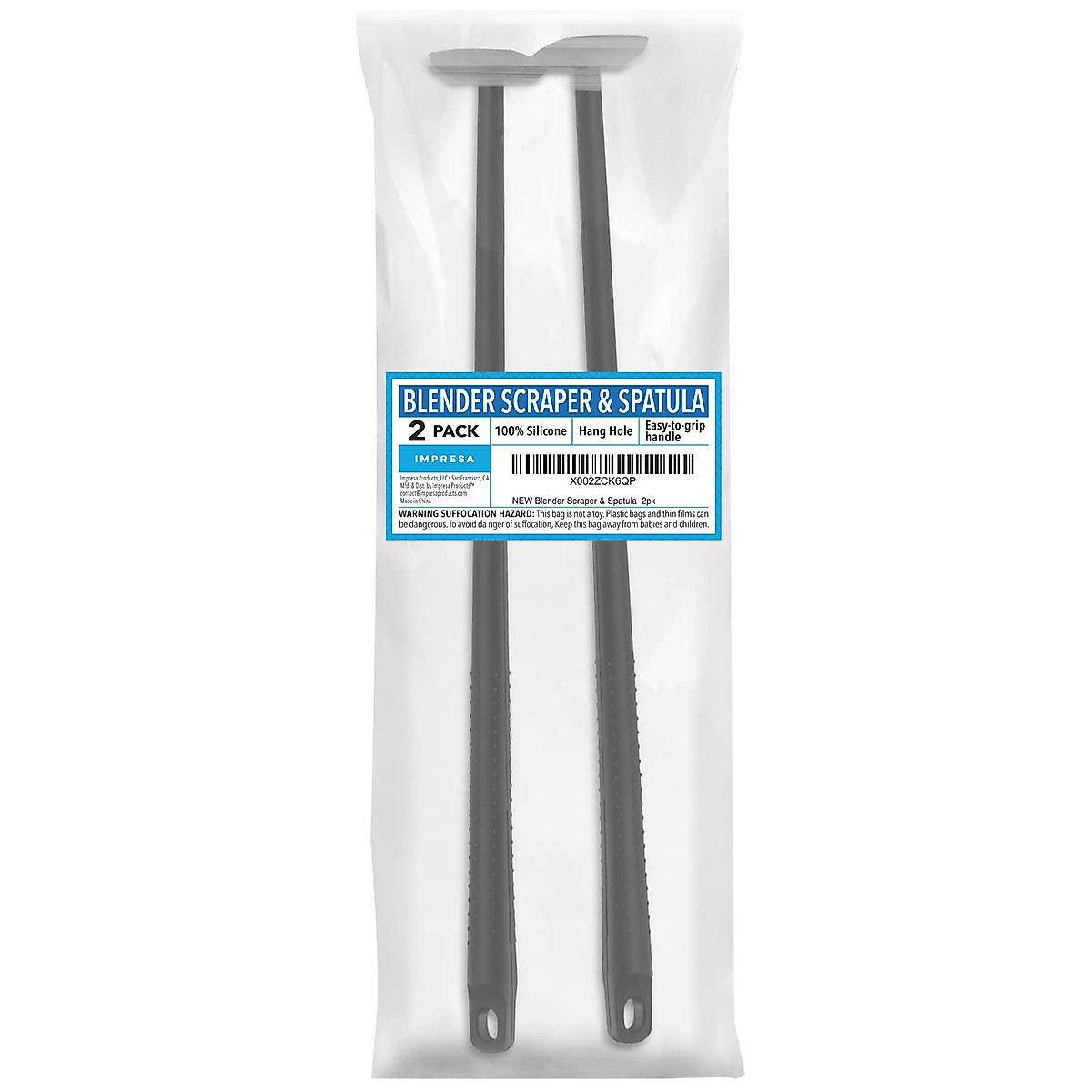 IMPRESA [2 pack] Silicone Blender Spatula for Vitamix Blender & More - Gives Easy Reach - Jar Spatula to Prevent Food Waste - Long Handle Spatula for Vitamix Blender Cup - 14' Handled Scraper