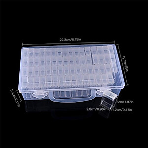 Transparent Storage Box w/ 64 Slots Plastic Beads Storage Container Box Multi Storage Jars Diamond Nail Art Accessory Box DIY Art Craft Diamond Painting Box Small Parts Beads Jewelry Organization Case