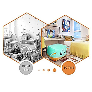 Stuffed Animal Toys Storage Kids Bean Bag Chairs Cover Large Size 24 x 24 Inch Stuffable Zipper Bean Bag for Organizing Kids Plush Toys Blankets Towels Clothes Home Supplies(No Beans)
