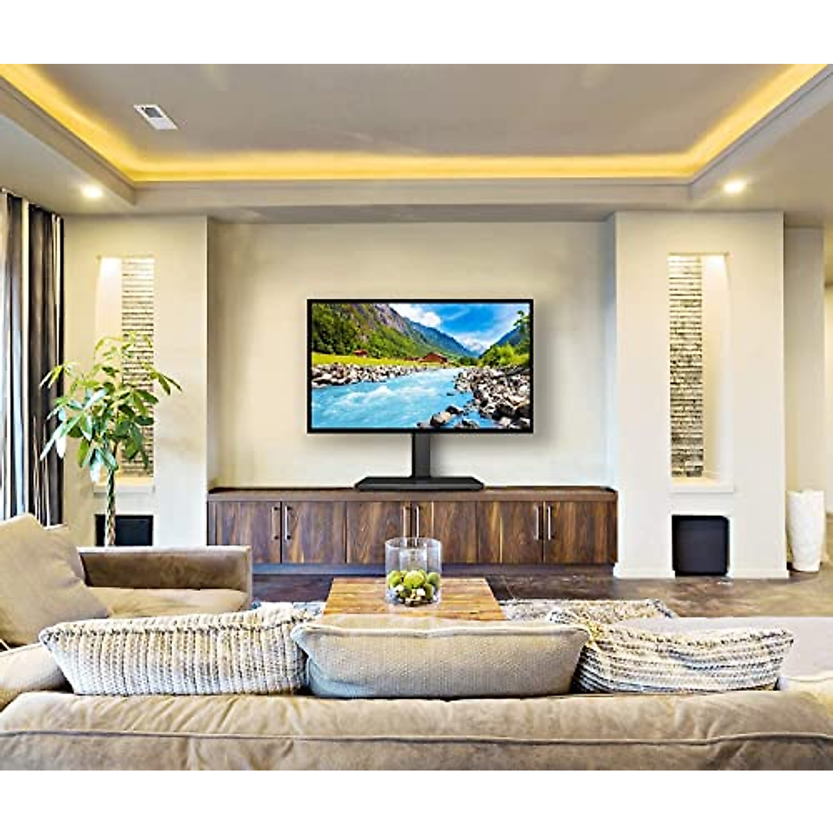 PERLESMITH Universal Swivel TV Stand-Table Top TV Stand Base for 37-70 inch LCD OLED Flat Screen 4K TVs Height Adjustable TV Stand Mount with Heavy Duty Tempered Glass Base VESA 600x400mm