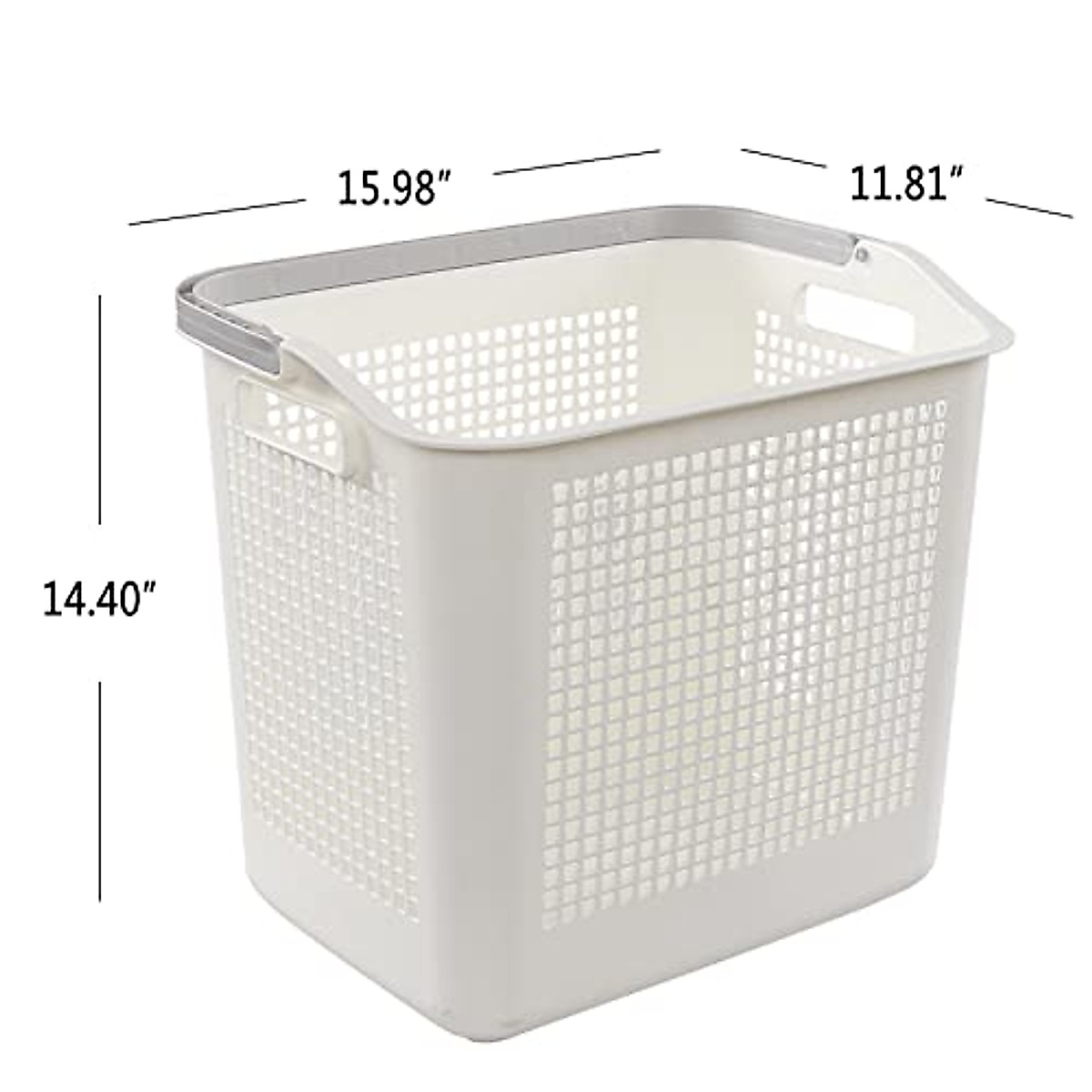 Nicesh 4 Pack 35 L Plastic Laundry Basket with Handle, White Laundry Hamper for Wet Towel