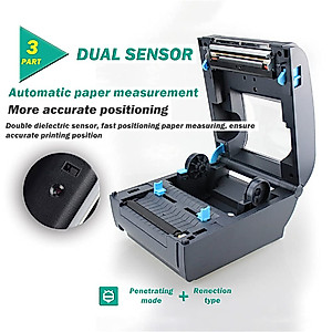 TREEYX Label Printer, Thermal Barcode Printer, Sticker Shipping Label Printer 4 * 6 Inch Bluetooth USB Pos Direct Portable Receipt Printer