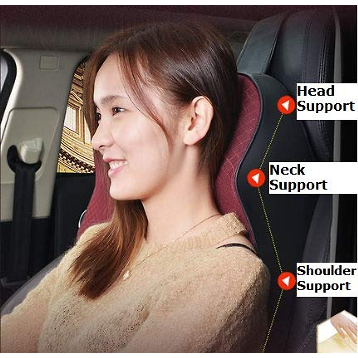 Car Headrest Pillow, Car Seat Headrest Neck Rest Cushion Ergonomic Car Neck Pillow Pure Memory Foam Neck Support with Breathable Removable Cover, Comfty Car Seat Pillows Neck/Back Pain Relief (2Pack)