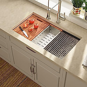 30 Undermount Sink Double Bowl - Lordear 30 Inch Kitchen Sink Ledge Workstation Double Bowl 50/50 Low Divide 16 Gauge Stainless Steel Undermount Kitchen Sink