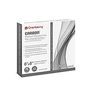 Cranberry USA Cranberry CR8466 Carbon Dental Dam Non-Latex Powder-Free, Spearmint Scented, 6x6, Dark Grey (Pack of 15)
