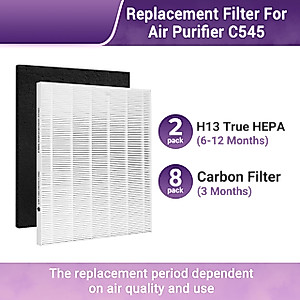 Aneedmore C545 Replacement Filter for Winix S Air Purifier. 2 True HEPA(H13) Filter + 8 Activated Carbon Filters，Part No. 1712-0096-00 and 2522-0058-00
