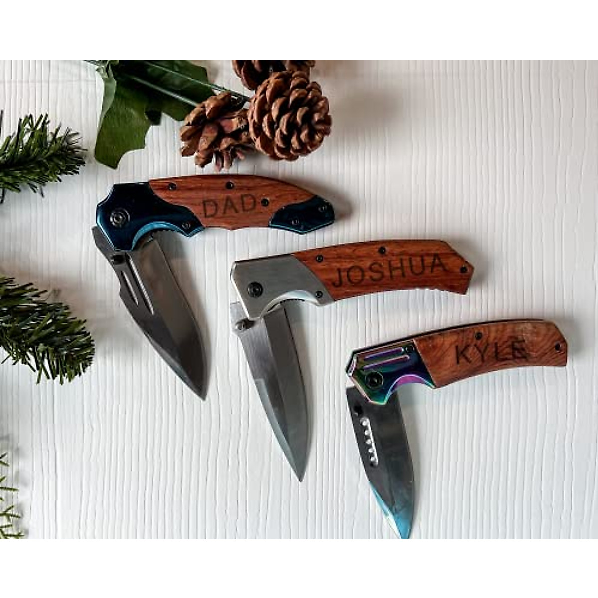 Pocket Knife Gifts For Men Stainless Steel 5" Blade With Ultra-Secure & Comfortable Belt Clip Personalized Engraved Knive for Everyday Carry, Groomsmen Camping Birthday Father's Day Or A Gift For Your Guys - This Knife Is The Perfect Choice (Knife NOT Eng