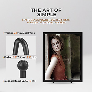 TR-LIFE 4 Pack 6 Inch Plate Stands for Display - Plate Holder Display Stand + Metal Frame Holder Stand for Picture, Decorative Plate, Book, Photo Easel (Black 4 Pack)