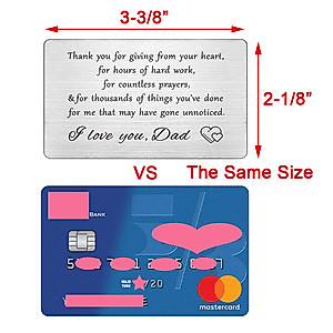 FALOGIJE Dad Gifts Engraved Wallet Card - Thank You Dad I Love You - Birthday Card for Dad, Fathers Day, Christmas