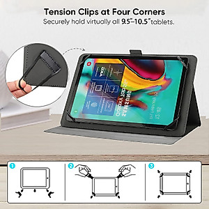 Pudazvi Universal 9.5"-10.5" Inch Tablet Case,360 Degree Rotatable Kickstand Multiple Viewing Stand Case Cover for 9.6" 10" 10.1" 10.5" and All 9.5-10.5 Inch Touchscreen Tablet,Marble Purple