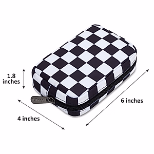 E-Tree Cute Small Makeup Bag, Cosmetic Toiletry Skin Care Make up Little Items Pouch for Purse,Zipper Mini Tech Charger Cable Electronic Organizer Case,Travel Accessories for Women Men Teen,Checkered