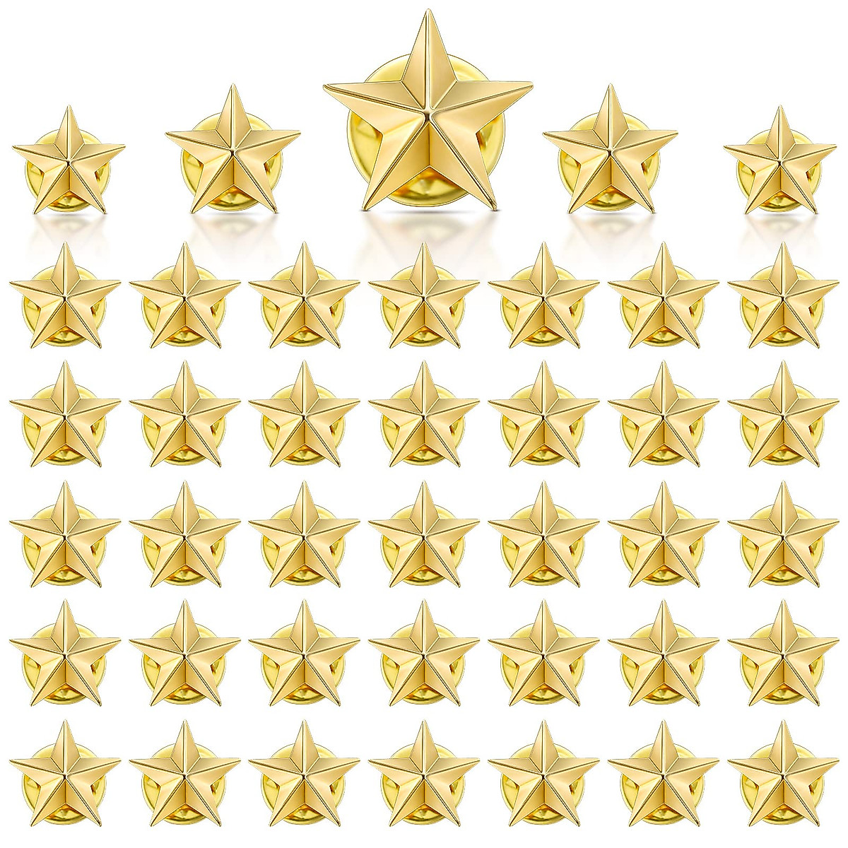 40 Pieces Star Badge Lapel Pin for 4th of July Memorial Day Independence Day Celebration Veterans Day Party Labor Day Theme Party Costume Decorations (Gold)