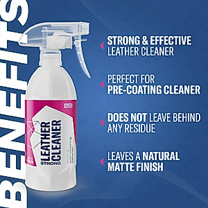 GYEON Leather Cleaner Strong 500 ml - Strong Car Leather Cleaner Safe for All Leather Types - Remove Dirt and Oil from All Leather to Prepare for Protection