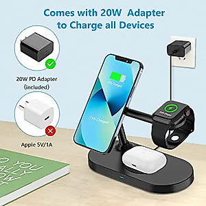 3 in 1 Magnetic Wireless Charger, 15W Fast Mag-Safe Charging Station for iPhone 14/13, 14/13 Pro, 14/123 Pro Max, 14/13 Mini, iWatch SE/7/6/5/4/3/2, Airpods 3/2/Pro (20W PD Adapter Included)