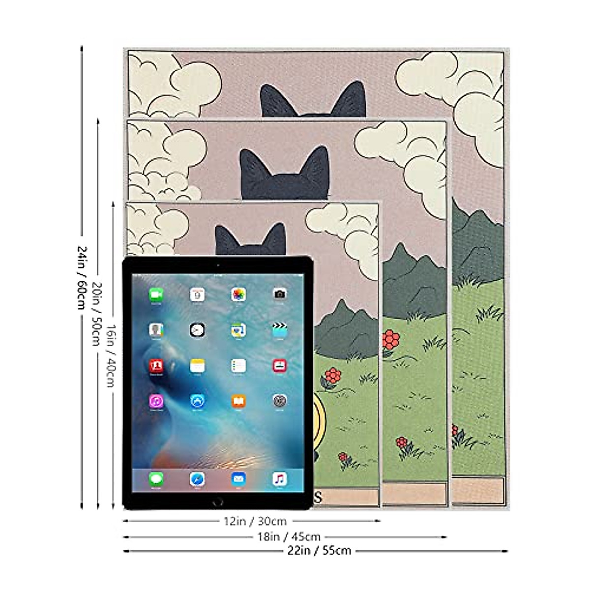 Lourny 3 Pcs Small Tarot Tapestry Wall Hanging Cute Animal Cartoon Cat Tapestries Decor for Bedroom Living Room(Pentacles, 18 x 20 inches)