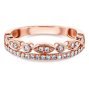 Kobelli 1/4 Carat TDW Mixed Set Double Row Diamond Band 10k Rose Gold, 8.5