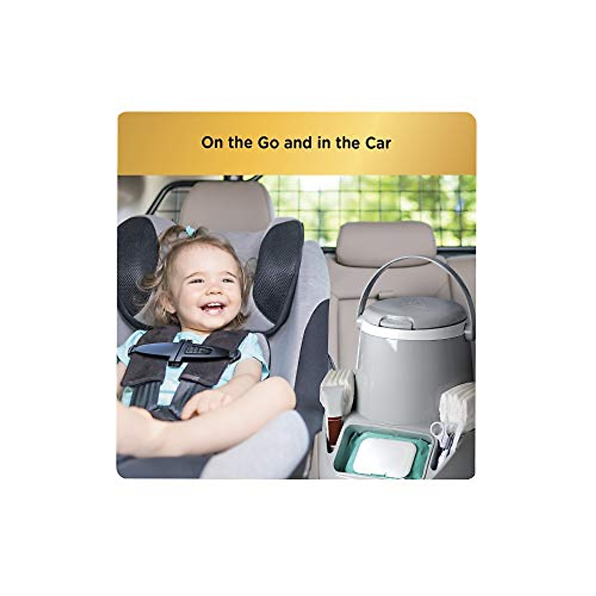 Playtex Diaper Genie Quick Caddy, Mini Portable Diaper Pail with Improved Lid Closure, Includes 270 Count Refill Cartridge(Pack of 1)