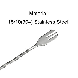 Pinenjoy 2Pcs Skull Bar Spoon and Fork with Spirial Pattern 9.8inch Long Handle 18/10 Stainless Steel Cocktail Shaker Spoon for Bartender Halloween Stirring Beverages