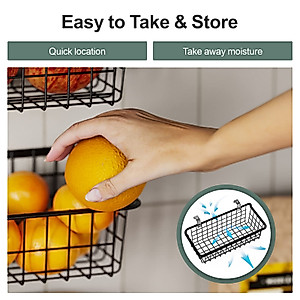 iSPECLE 2 Pack Black Metal Wall Basket, Durable and Sturdy, Adds Storage Space in Bathroom and Kitchen, Easy to Install, Holds Up to 11lb